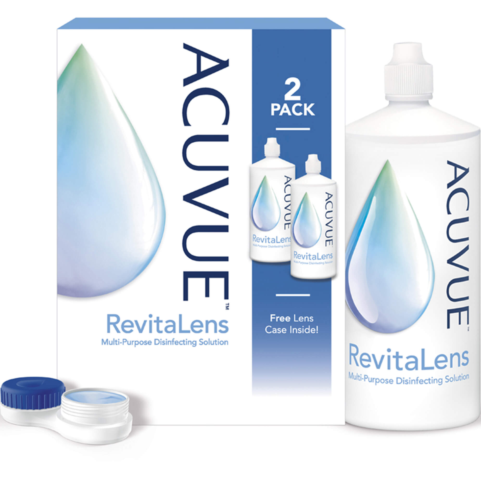 Disinfecting lense case, ACUVUE RevitaLens MPDS SC 2x300ml+2 lens cases ...