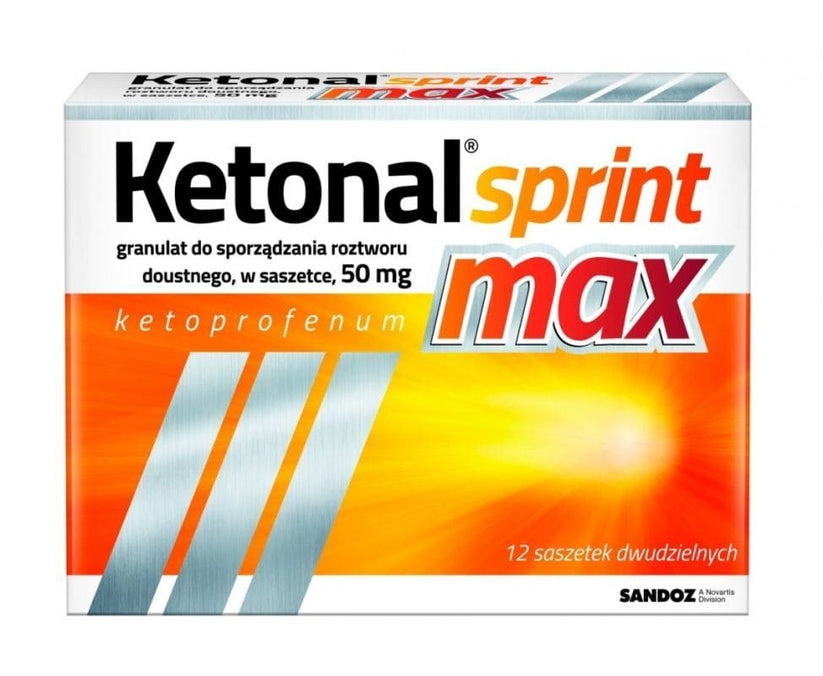 Ketoprofen, Ketonal Sprint Max 50 mg 12 sachets – ELIVERA UK