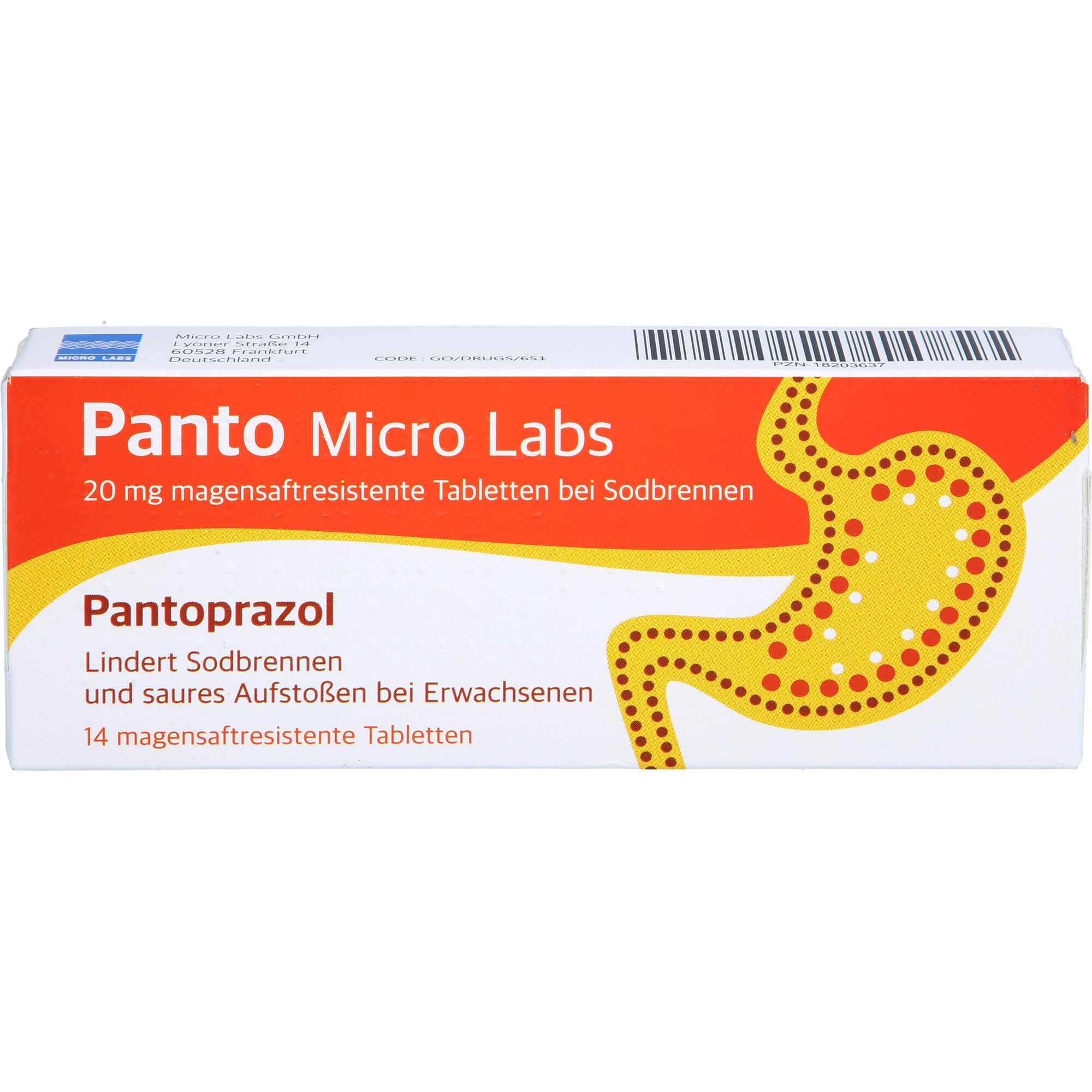 PANTO Micro Labs 20 mg msr. Tablets for heartburn UK – ELIVERA UK