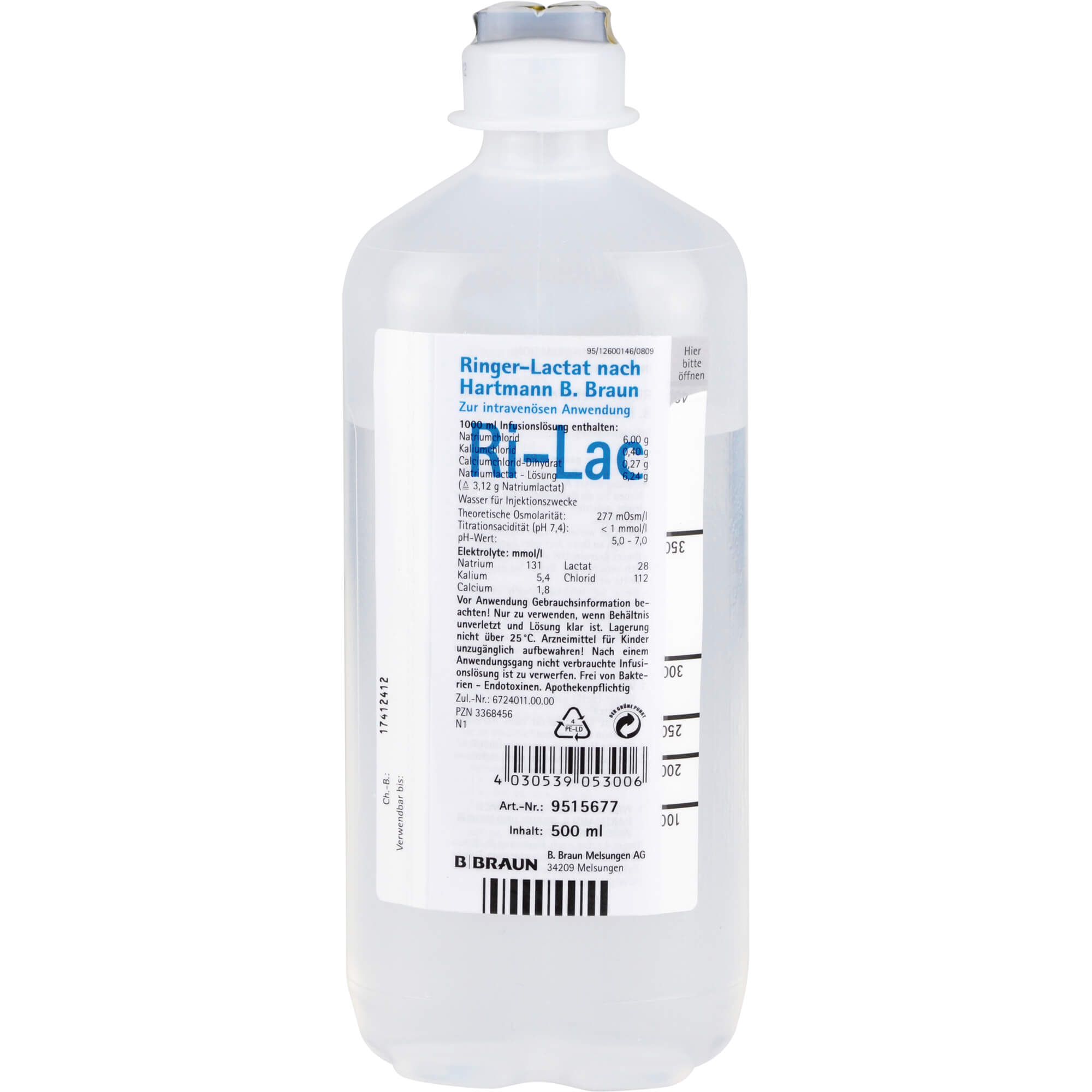 Ringer's Lactate according to Hartmann B. Braun infusion solution UK ...