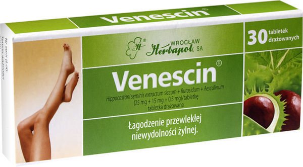 VENESCIN dragees x 30, venous insufficiency, vascular insufficiency UK ...
