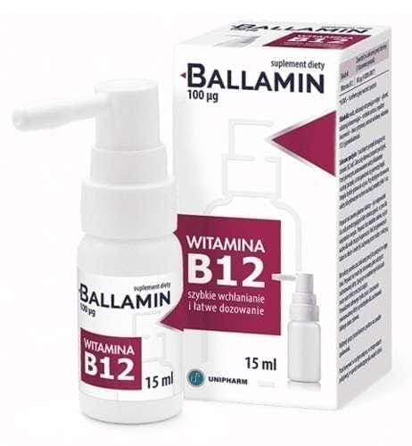 Ballamin aerosol 15ml, vitamin B12, cyanocobalamin – ELIVERA UK