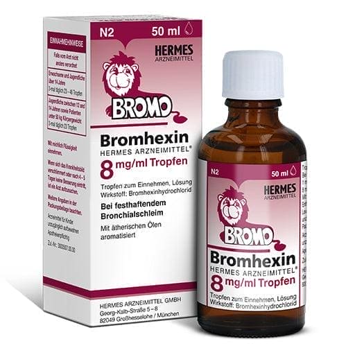 Bromhexine hydrochloride, Hermes Medicinal Products 8 mg, ml drops UK ...
