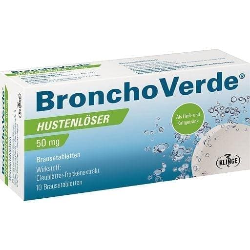 BRONCHOVERDE cough suppressant 50 mg effervescent tablets UK – ELIVERA UK
