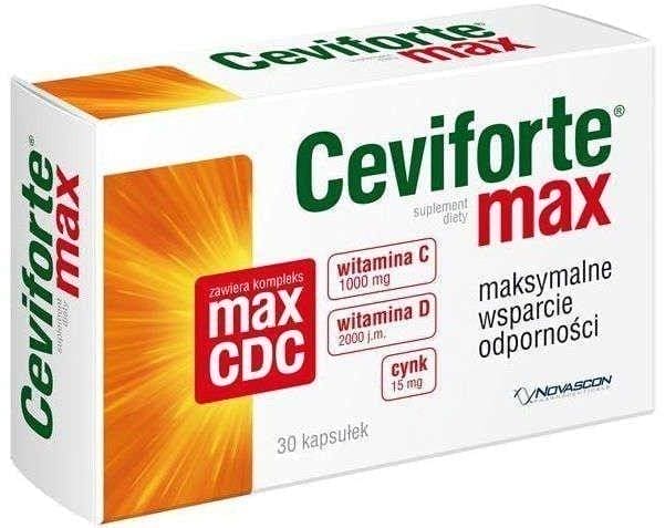 Ceviforte Max x 30 capsules zinc, vitamin C and D UK – ELIVERA UK