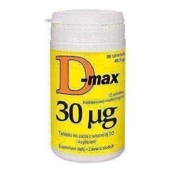 D-MAX 30mcg x 90 chewable tablets strawberry-flavored raspberry UK ...
