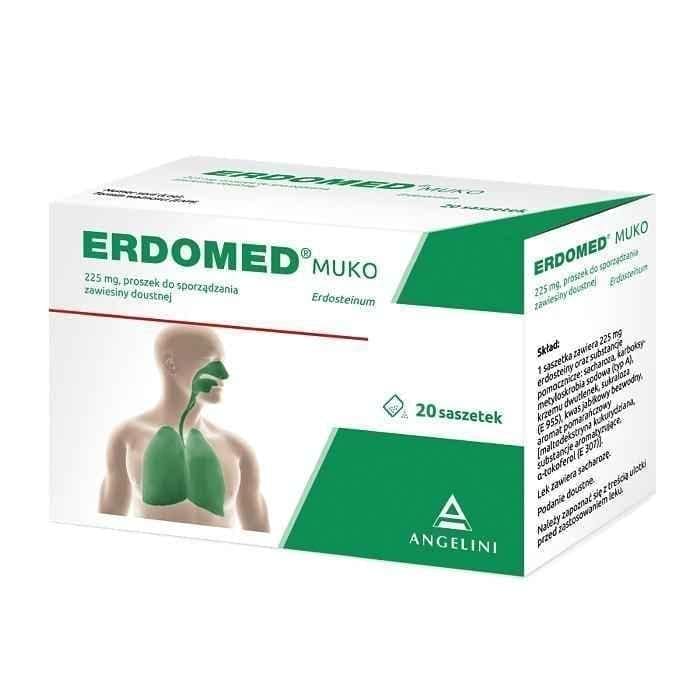 Erdomed Muko 20 sachets, paranasal sinuses, larynx, trachea UK – ELIVERA UK