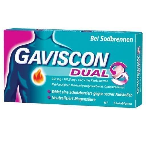 GAVISCON Dual chewable tablets 48 pcs sodium alginate UK – ELIVERA UK