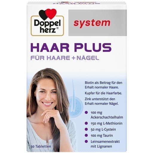 Hair Plus system tablets, linseed extract, horsetail powder, silica, L ...