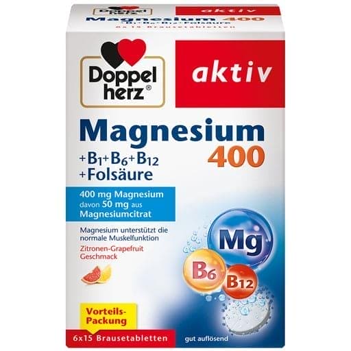 Magnesium 400+B1+B6+B12+Folic acid effervescent tablets – ELIVERA UK