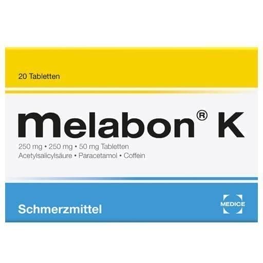 MELABON K tablets 20 pc acetylsalicylic acid, paracetamol, caffeine UK ...