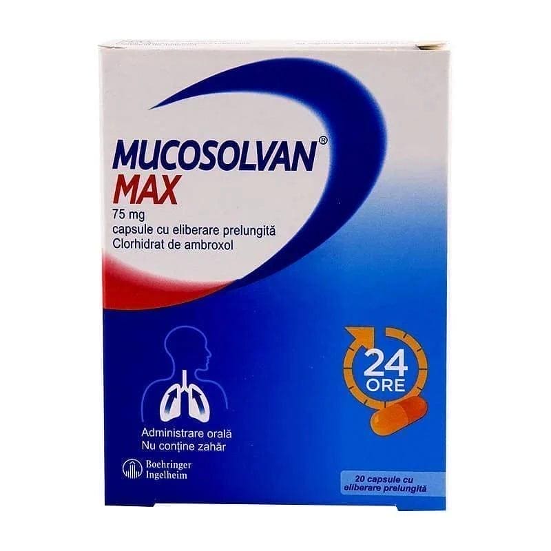 Mucosolvan Max 75mg x 20 capsules, ambroxol hydrochloride UK – ELIVERA UK