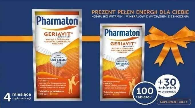 Pharmaton Geriavit x 100 tablets + 30 tablets for free UK – ELIVERA UK
