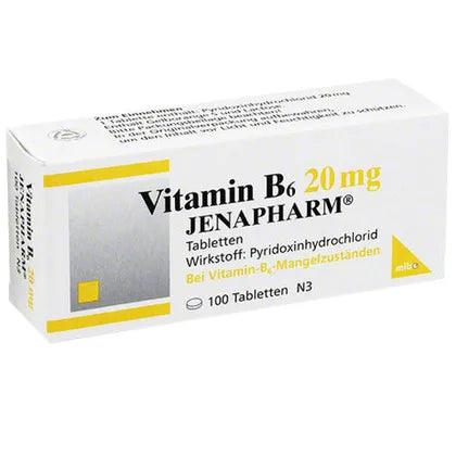 VITAMIN B6, pyridoxine, 20 mg Jenapharm tablets – ELIVERA UK