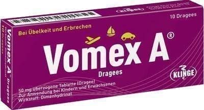 VOMEX A coated tablets 50 mg coated tablets 10 pc dimenhydrinate UK ...