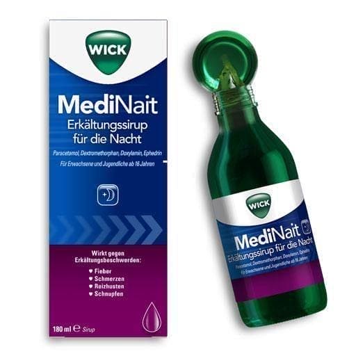 WICK MediNait cold syrup 180 ml headache, fever, runny nose and dry ...